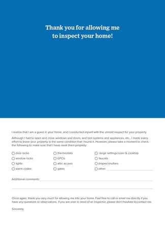 Inspection Leave Behind Cards (Pack of 50) – Inspector Outlet